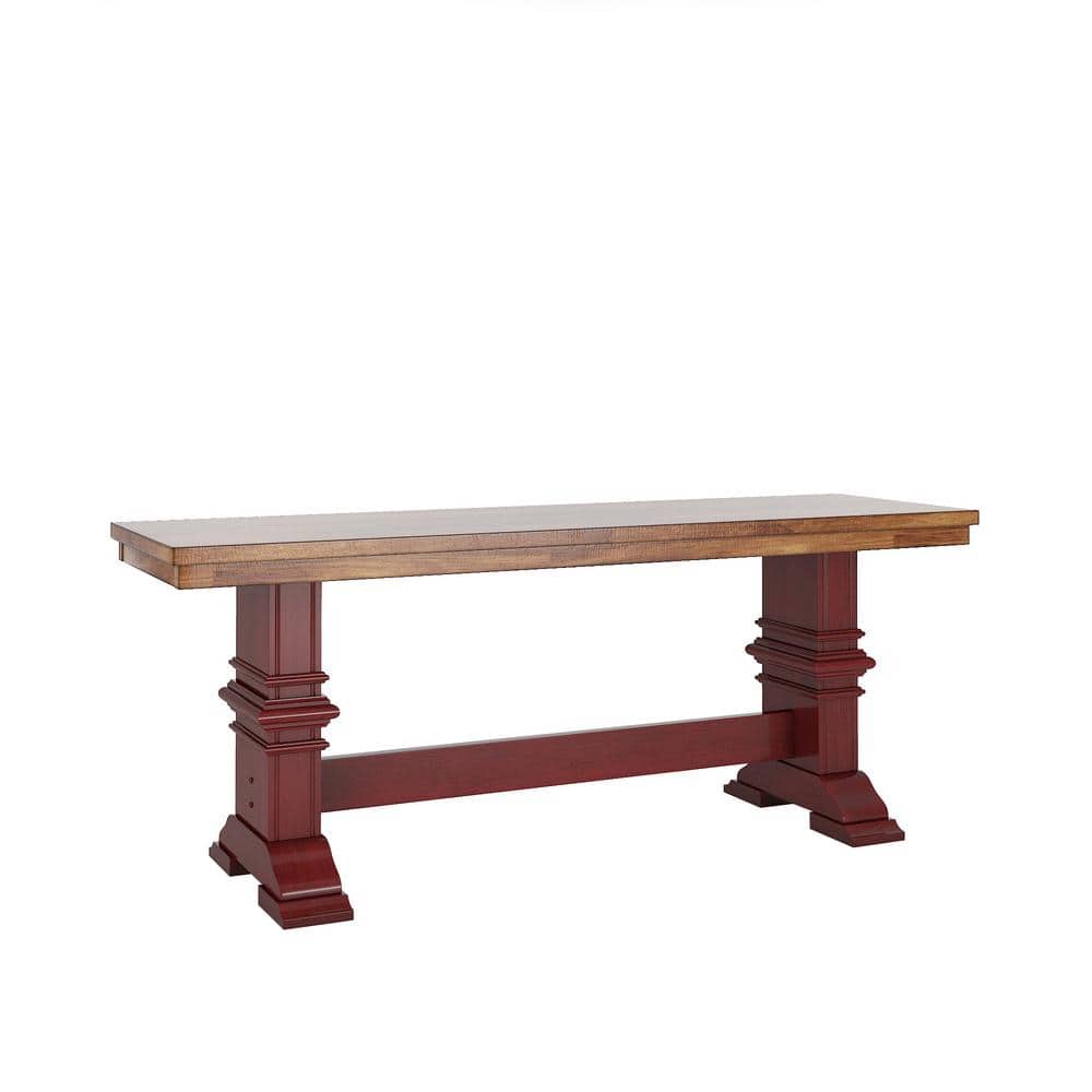 HomeSullivan Two Tone Oak And Antique Berry Dining Bench With Trestle ...