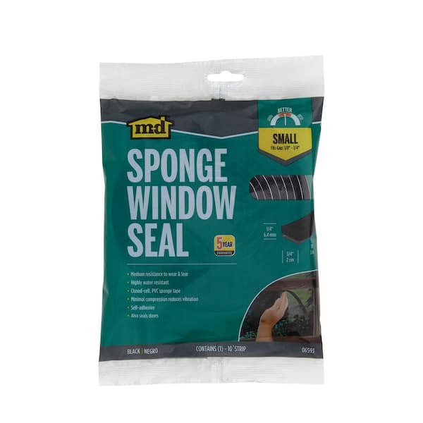 M-D Building Products 0.75 in. x 10 ft. Black Sponge Window Seal for ...