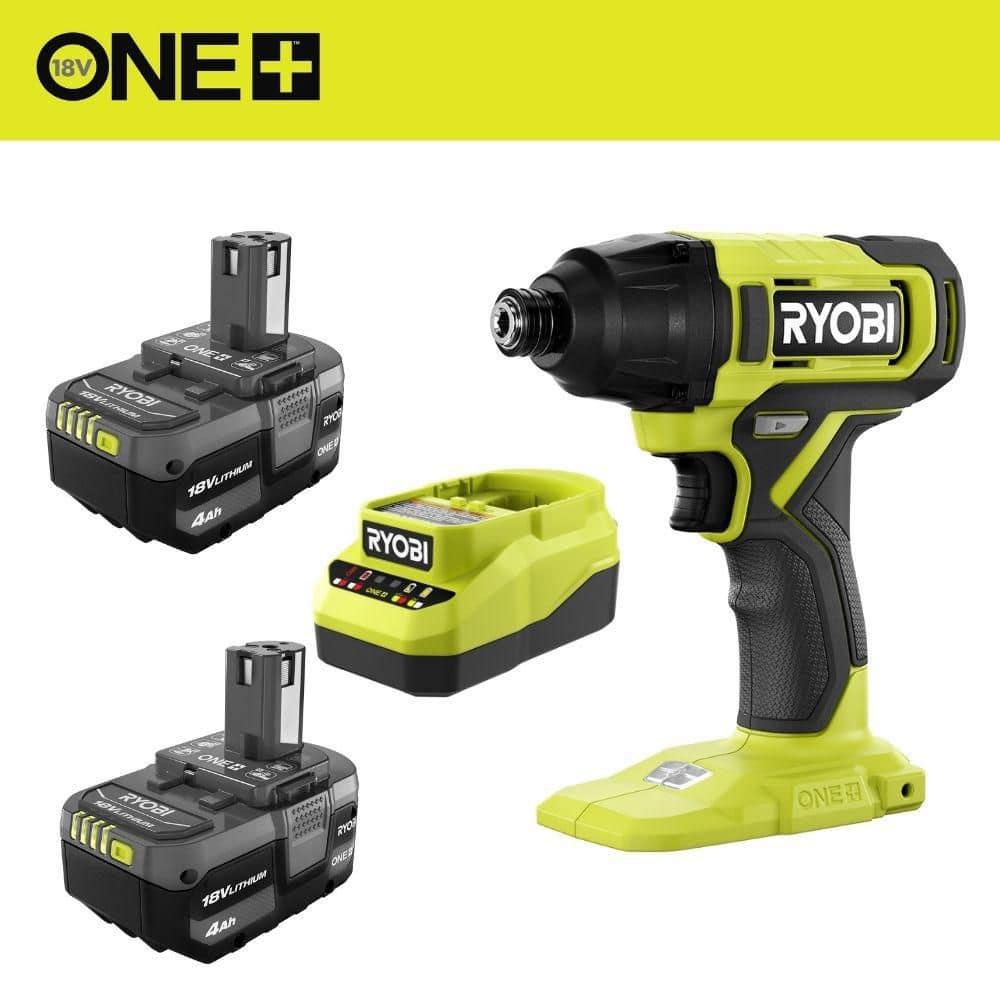 RYOBI ONE+ 18V Lithium-Ion 4.0 Ah Compact Battery (2-Pack) and Charger ...