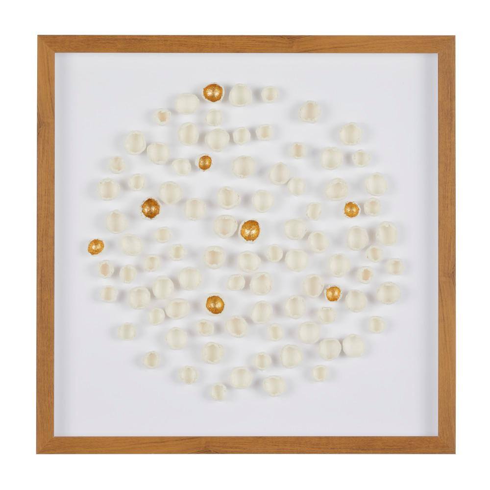 Novogratz White Handmade 3D Molded Art Geometric Shadow Box with Gold ...