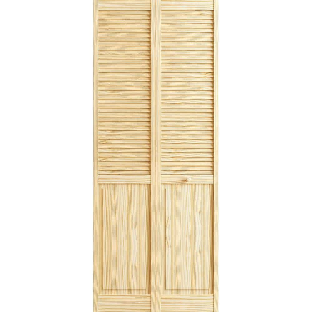 Veranda 36 in. x 80 in. Louver/Panel Pine Unfinished Interior Closet Bi ...
