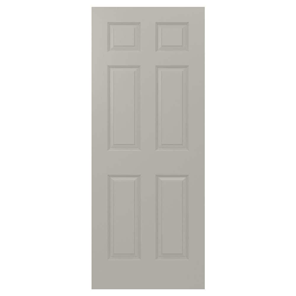 JELD-WEN 32 in. x 80 in. Colonist 6-Panel Light Gray Painted Smooth ...