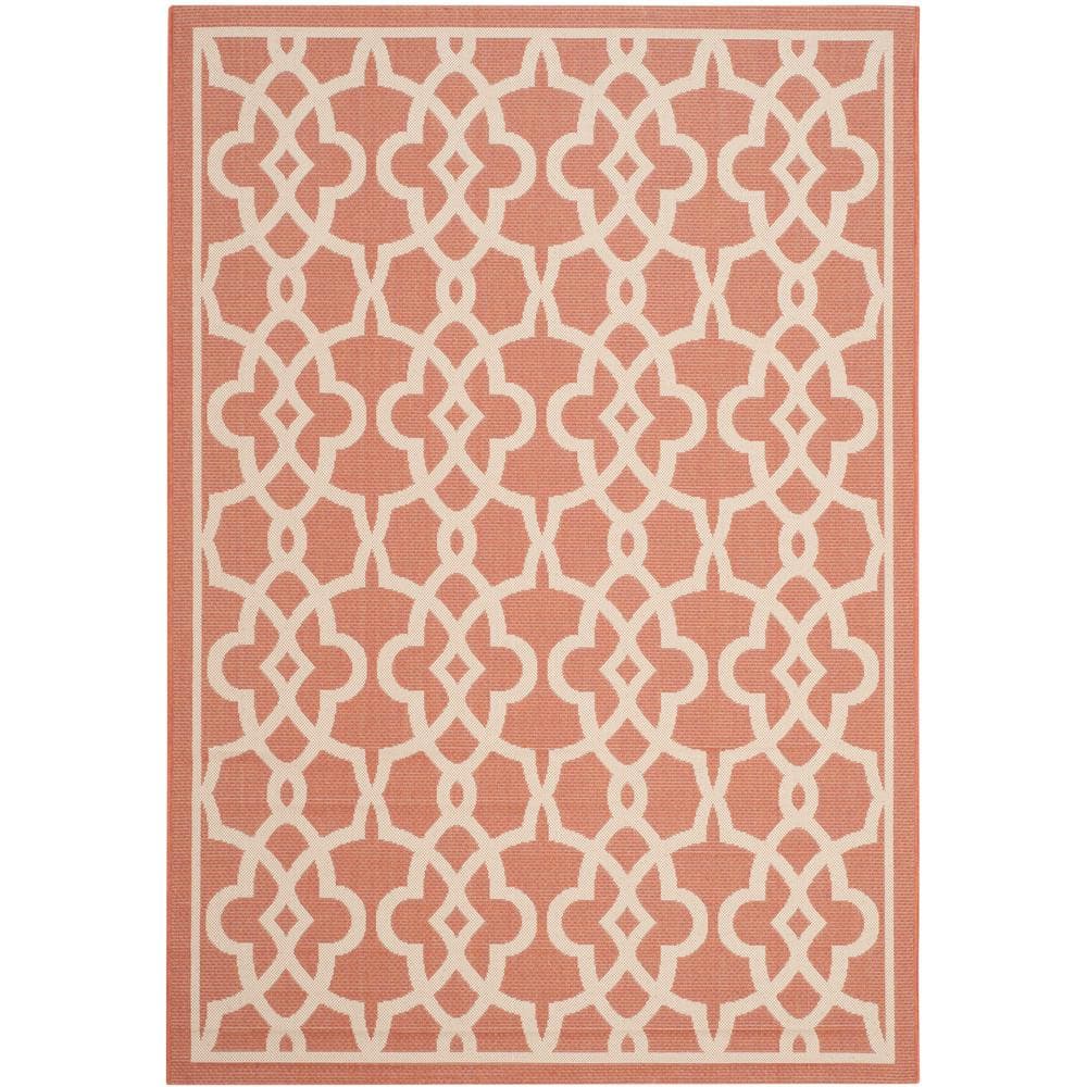SAFAVIEH Courtyard Terracotta/Beige 8 ft. x 11 ft. Border Indoor ...