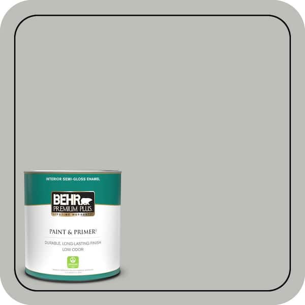 BEHR PREMIUM PLUS 1 qt. #PPU24-17 Hailstorm Gray Semi-Gloss Enamel Low ...