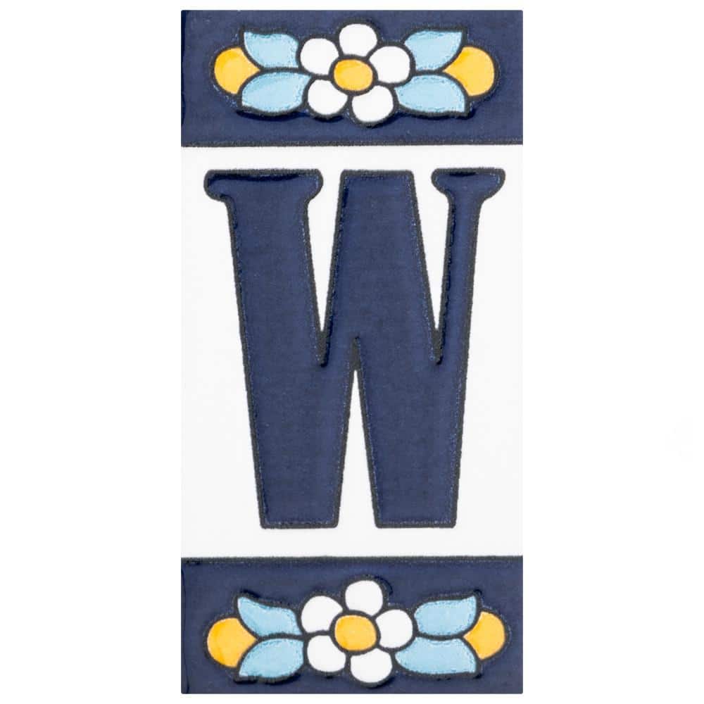 Merola Tile Sevillano Flora Address Letters W 2-1/8 in. x 4-3/8 in ...