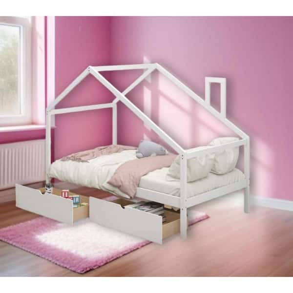 HomeRoots White Composite Frame Twin Panel Bed 2000473548 - The Home Depot
