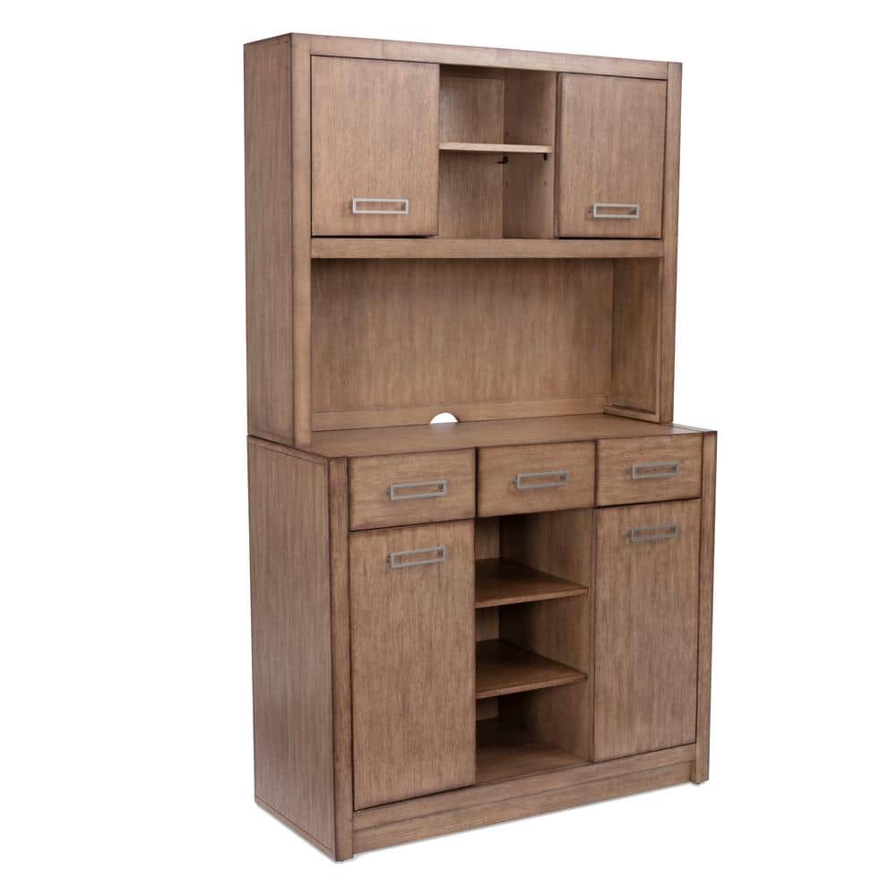HOMESTYLES Big Sir Brown Oak Buffet with Hutch 5506-687 - The Home Depot