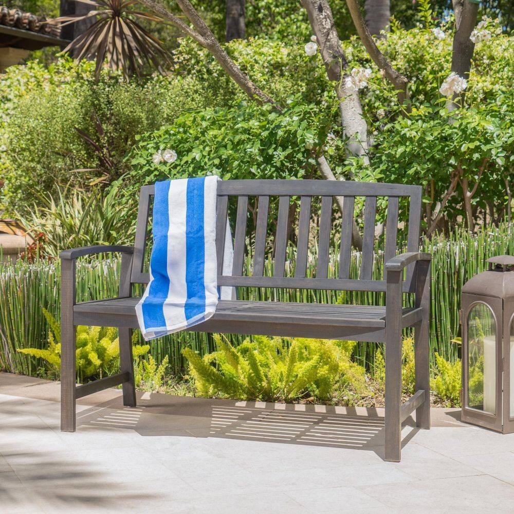 Dark Gray Acacia Wood Outdoor Bench ZN-2177 - The Home Depot