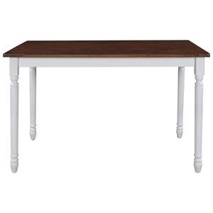 Tileon White MDF Kitchen Utility Table with Solid Wood Leg,Modern ...