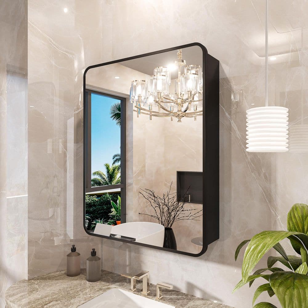 Hpeytaire 30 in. W x 24 in. H Rounded Corner Framed Rectangular ...