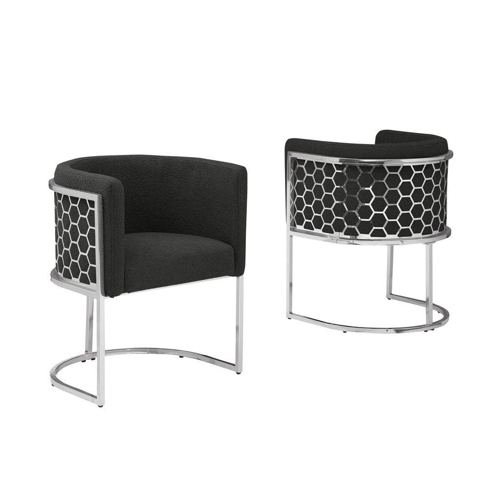 Best Quality Furniture Evan 19 in. Black Low Back Metal Frame Side ...