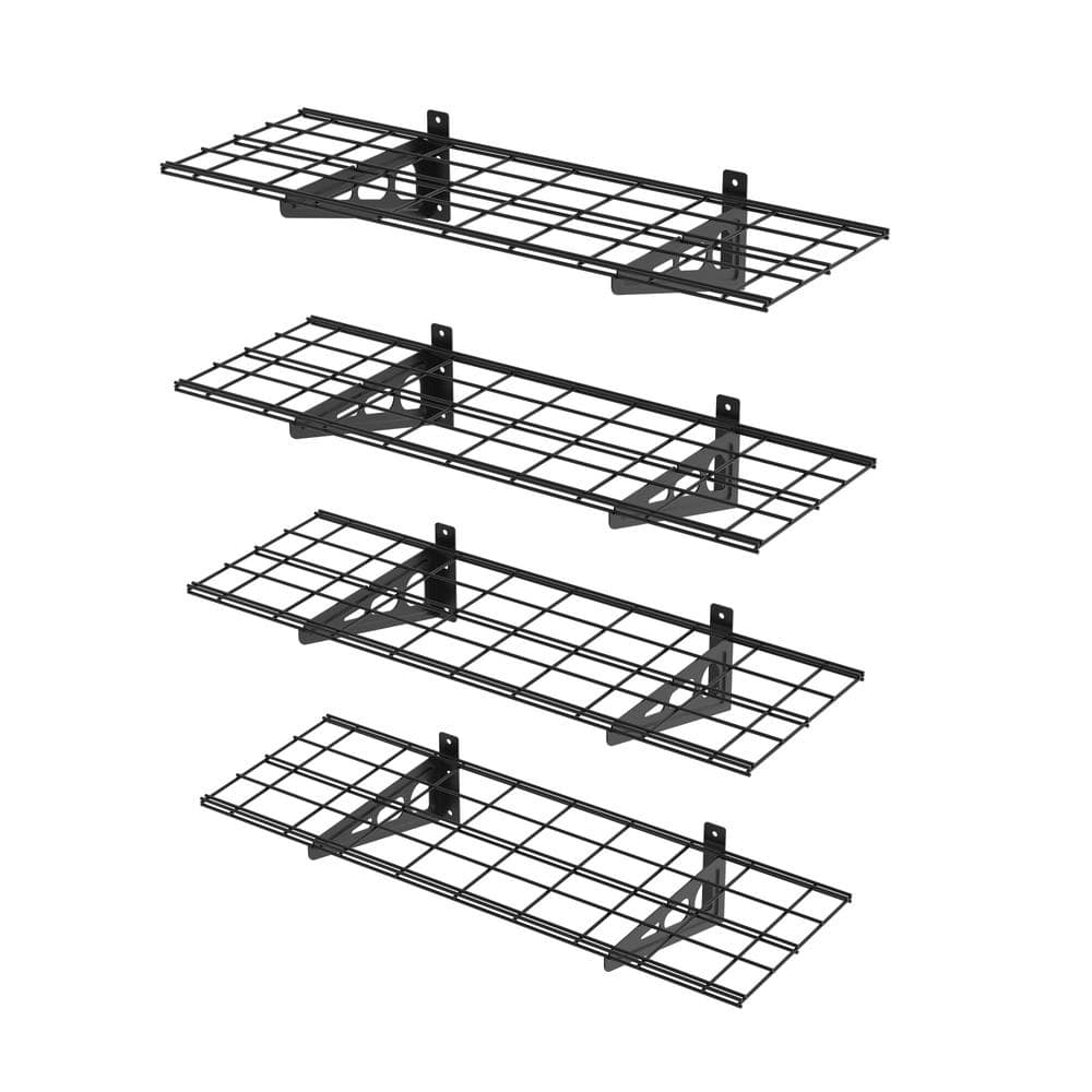 FLEXIMOUNTS 4-Pack 36 in. x 12 in. Steel Garage Wall Shelf with ...
