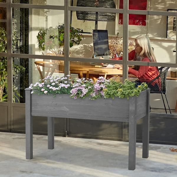 JimsMaison 48 in. x 24 in. x 30 in. Outdoor Grey Elevated Solid Wood ...