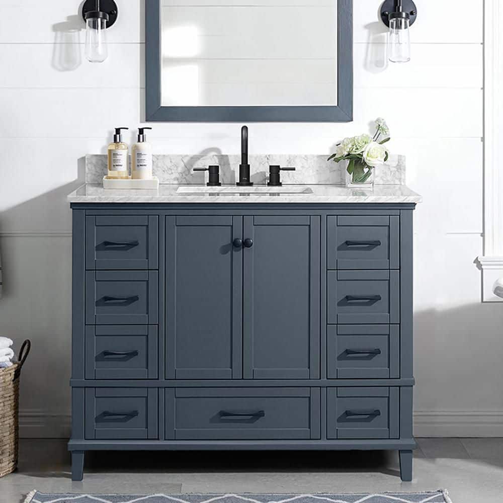 Home Decorators Collection Merryfield 43 in. Single Sink Dark Blue-Grey ...