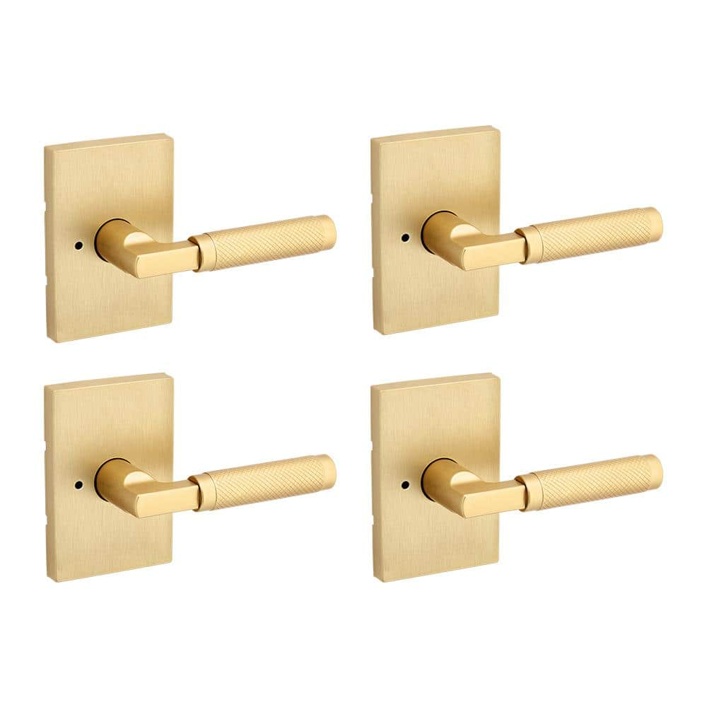 Kwikset Prava Satin Brass Privacy Bed/Bath Door Lever 4-Pack 730PVL RCT ...