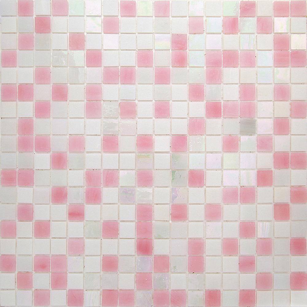 Apollo Tile Mingles 11.6 in. x 11.6 in. Glossy White and Soft Pink ...