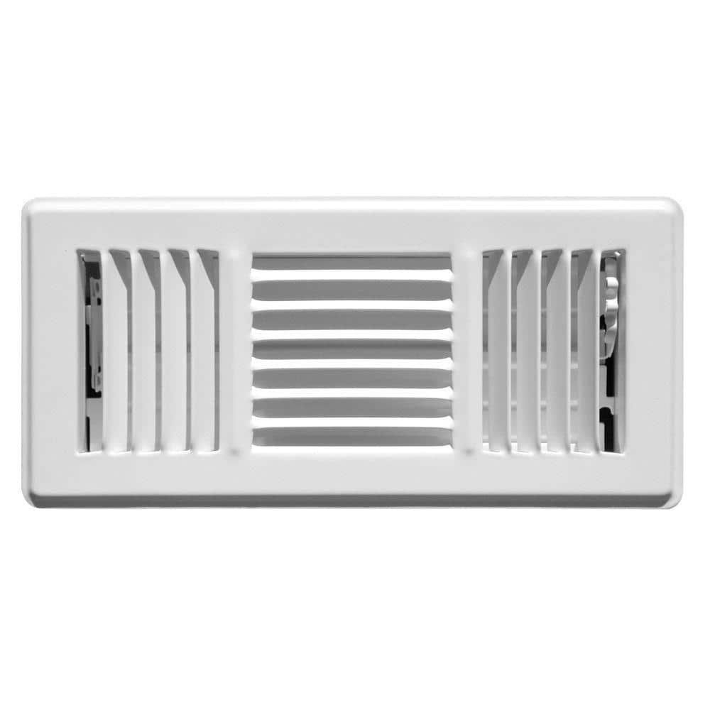 Everbilt 4 in. x 12 in. Steel 3 Way Floor Register, White H153MW 04X12 ...