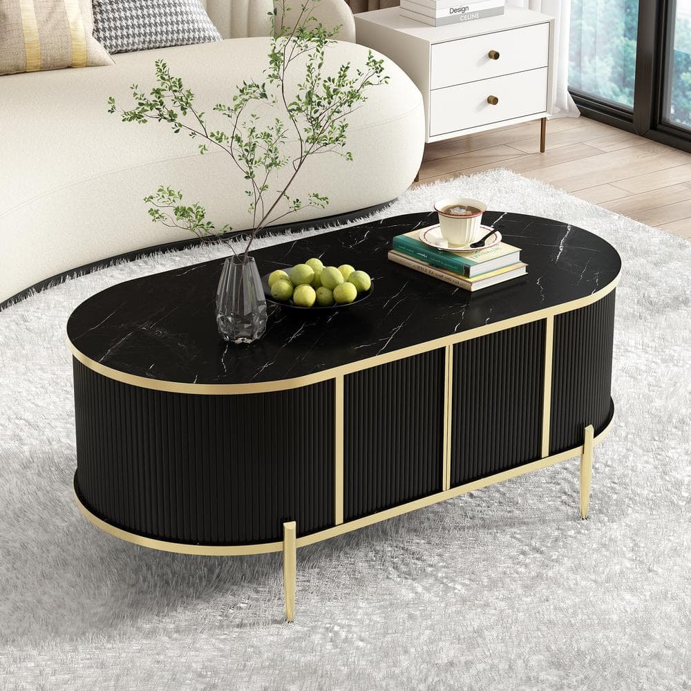 Harper & Bright Designs Modern Luxury 47.2 in. Black Oval MDF Top Oval ...