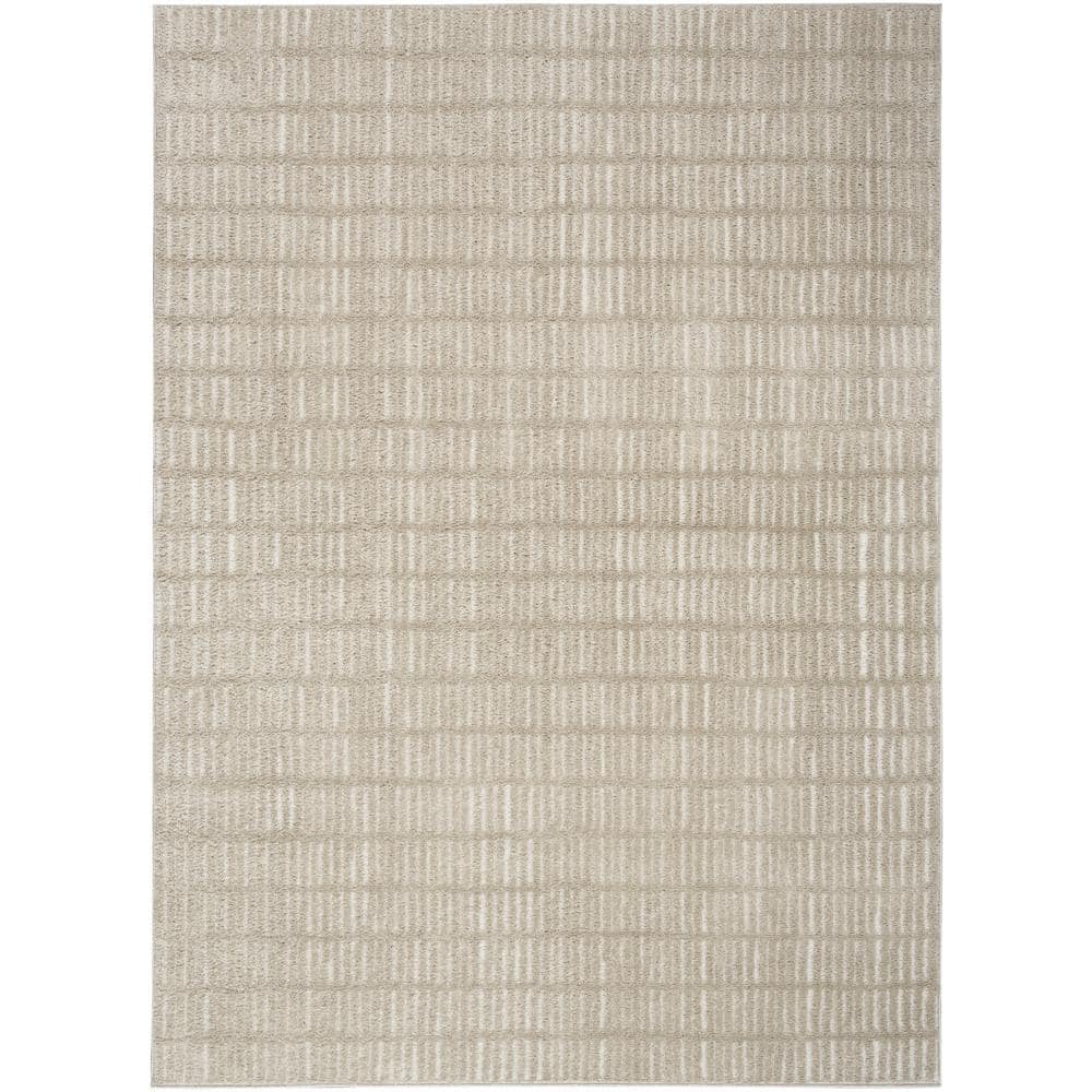 Nourison Modern Comfort Grey Ivory 8 ft. x 10 ft. Linear Contemporary ...