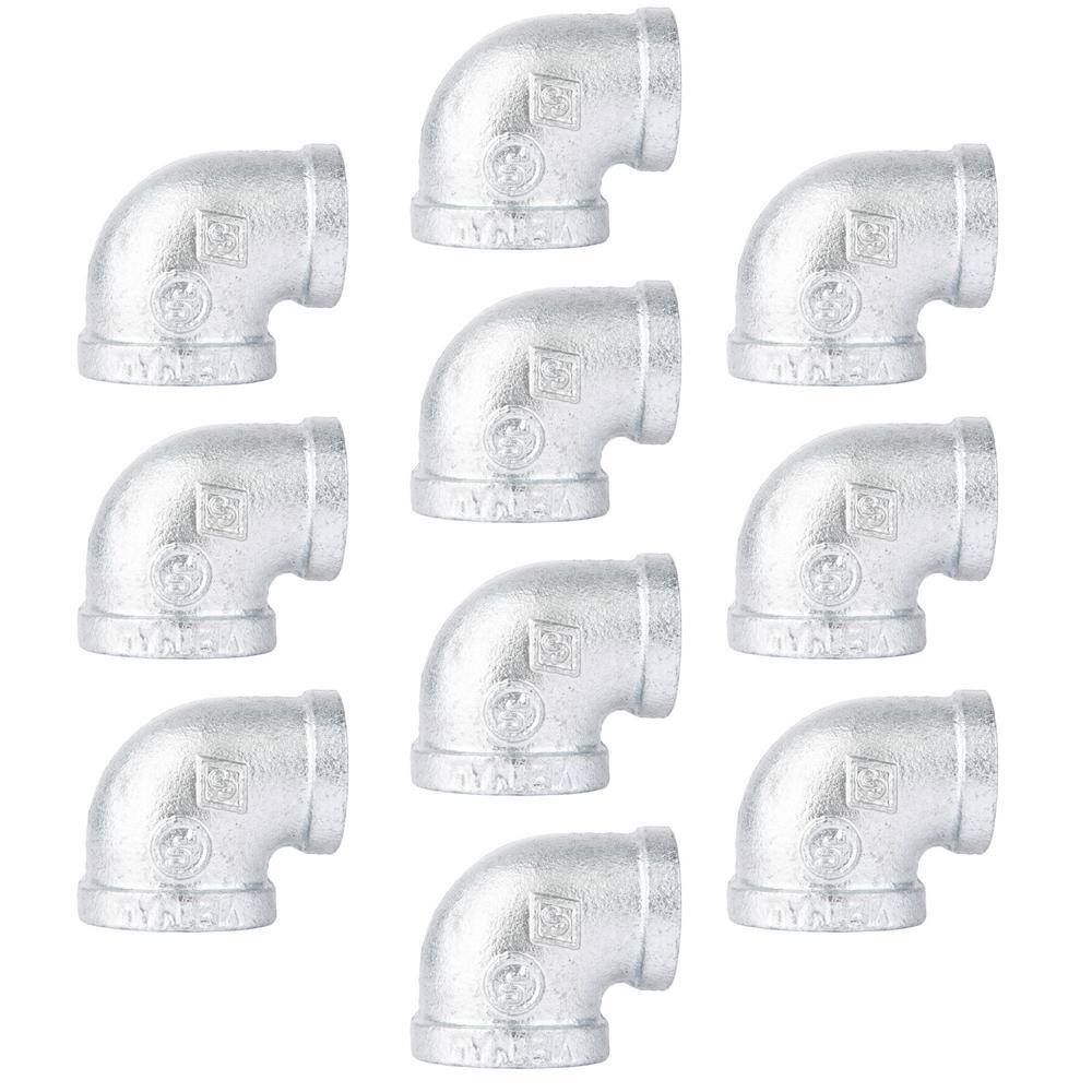 PIPE DECOR 1 in. x 3/4 in. Iron Galvanized 90° FPT x FPT Reducing Elbow ...