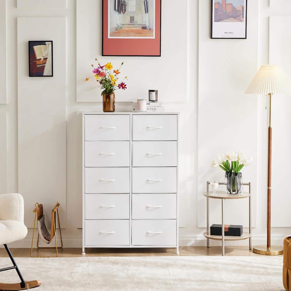 WONDER COMFORT Stylish White 10-Drawer 11.8 in. Wide Chest of Drawers ...