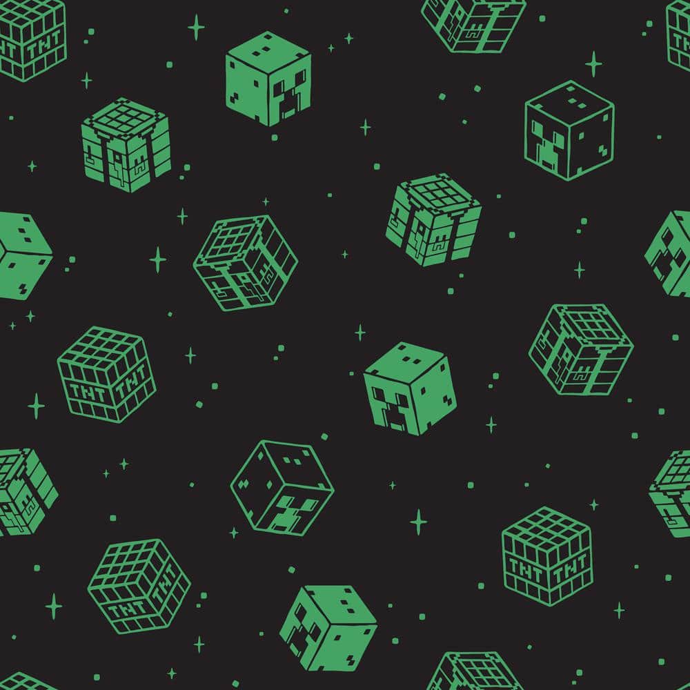 RoomMates Microsoft Black Minecraft Blocks Peel and Stick Wallpaper ...