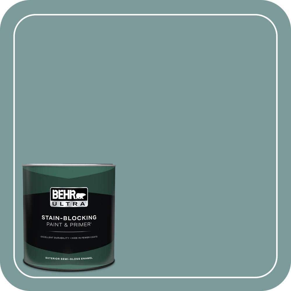 BEHR ULTRA 1 qt. #PMD-35 Blue Agave Semi-Gloss Enamel Exterior Paint ...