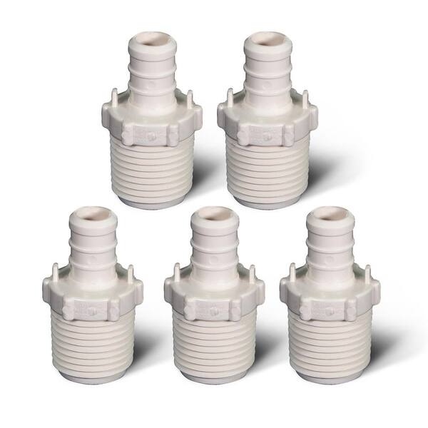 PLUMBFLEX 1/2 in. x 3/4 in. Plastic PEX Poly Alloy Adapter PEX x MPT Barb Pipe Fitting (5-Pack ...