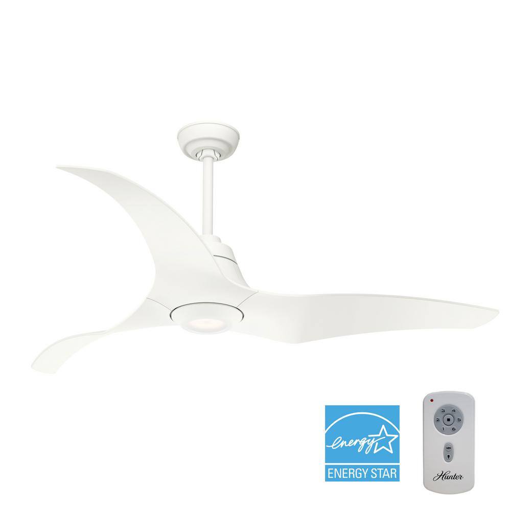 Hunter Arwen 60 in. Integrated LED Indoor Porcelain White Ceiling Fan ...