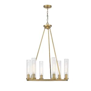 Beau 13.25 in. 9-Light Island Rubbed Brass with Clear Glass Shade 3031 ...