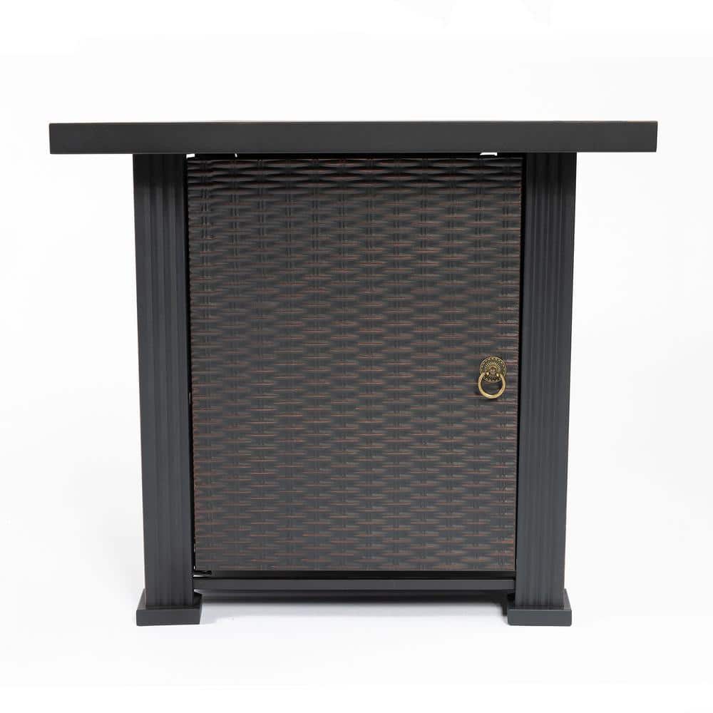SOTEN RUGGED TABLET LLC 28 in. 40000 BTU Square Fire Pit Table in Black ...