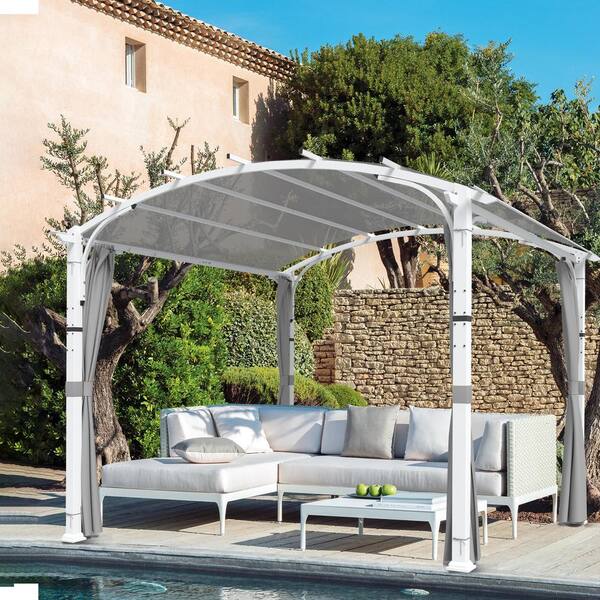 COOS BAY 11 ft. x 11 ft. Metal Patio Pergola with Adjustable Zippered ...
