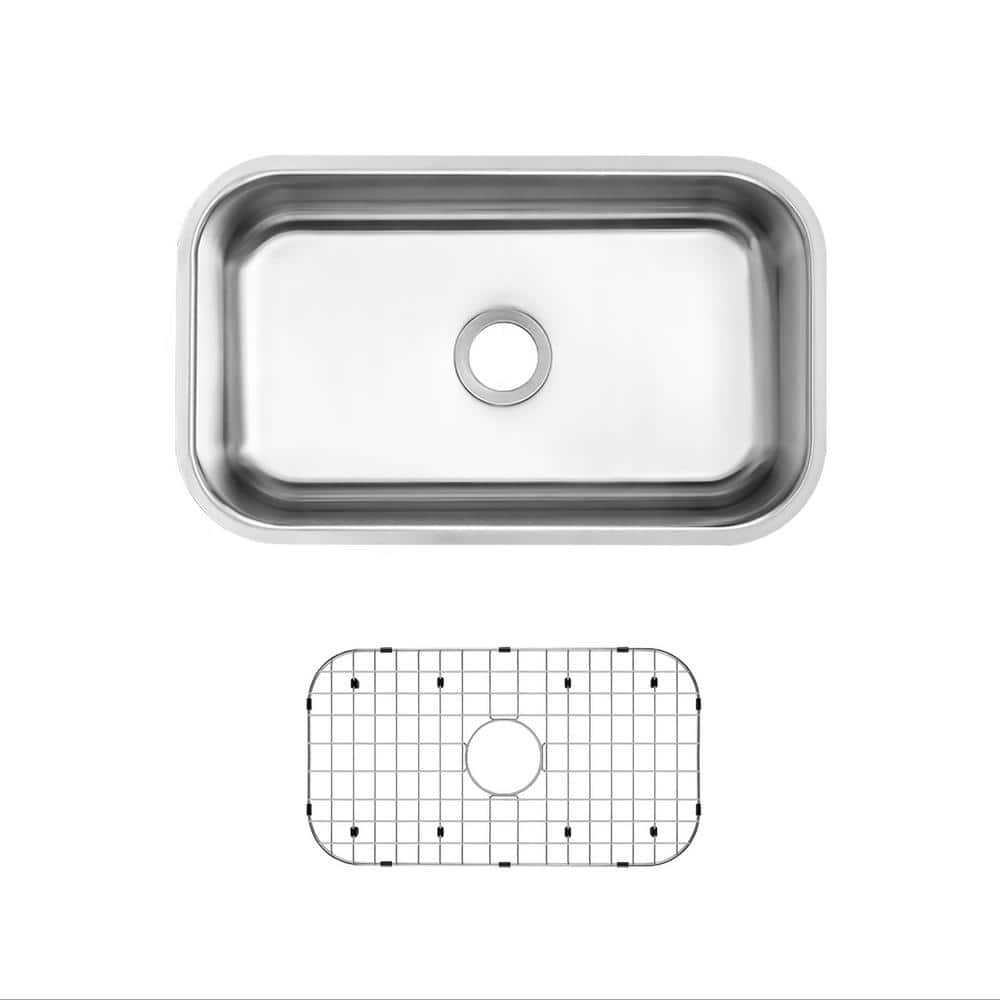 CHESHIRE 30 in. Undermount Single Bowl 18-Gauge Stainless Steel Kitchen ...