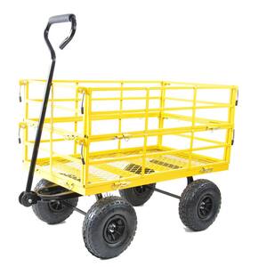 Sudzendf 3 cu. ft. Yellow Steel Utility Garden Cart for 550 Ib. ZT04-6 ...
