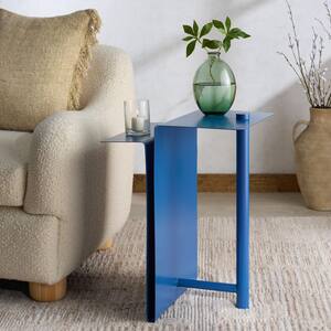 SAFAVIEH Viktoria 17.8 in. Blue Square Metal End Table SFV6808B - The ...