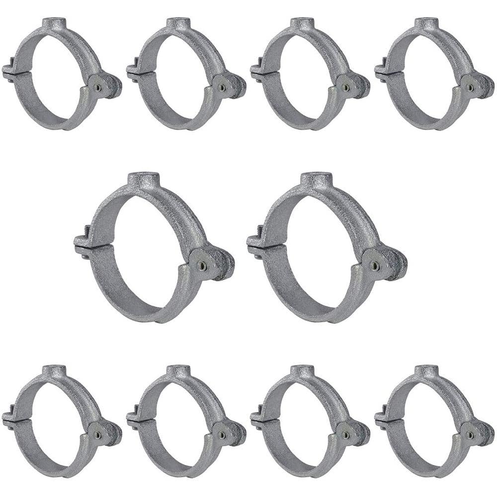 PLUMBFLEX 1/2 in. Hinged Split Ring Pipe Hanger, Galvanized Iron Clamp ...