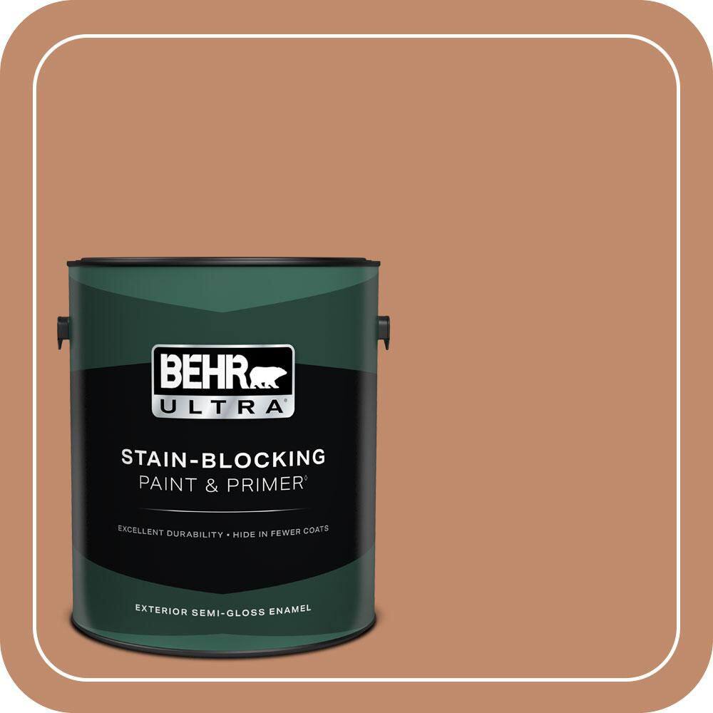 BEHR ULTRA 1 gal. #240F-4 Tiny Fawn Semi-Gloss Enamel Exterior Paint ...