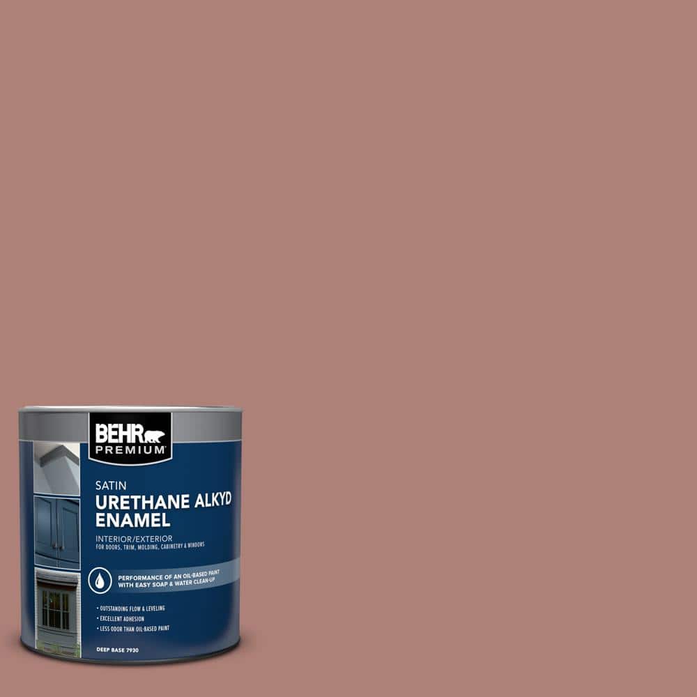 BEHR PREMIUM 1 qt. #S170-5 Smoke Bush Rose Satin Enamel Urethane Alkyd ...