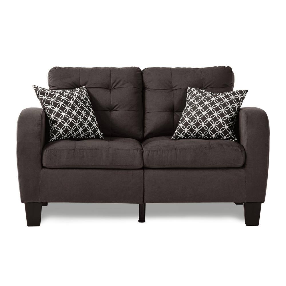 EVERGLADE HOME Forte 56.75 in. Round Arm Polyester Straight in Brown LX ...