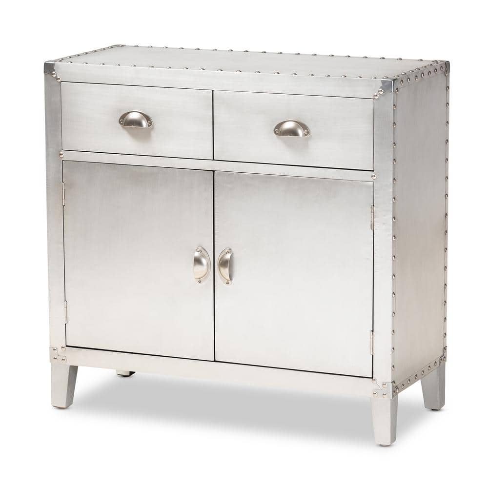 Baxton Studio Romain Silver Storage Cabinet with 2-Drawers 160-10248-HD ...