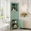 Modern 23 in. W x 13.40 in. D x 68.9 in. H Green Triangle Linen Cabinet ...