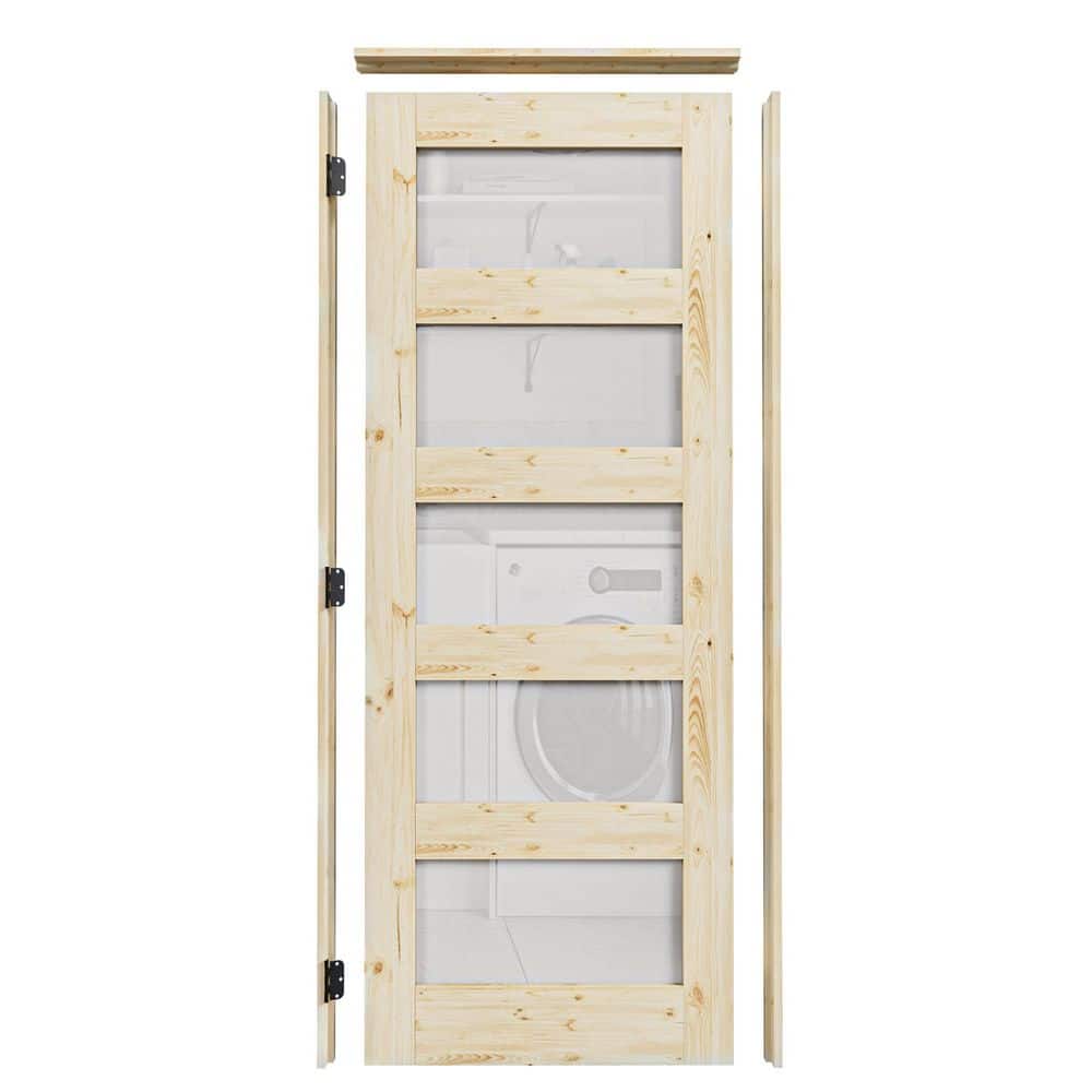 ARK DESIGN Assembly Required 32 in. x 80 in. 5-Lite Frosted Glass Right ...