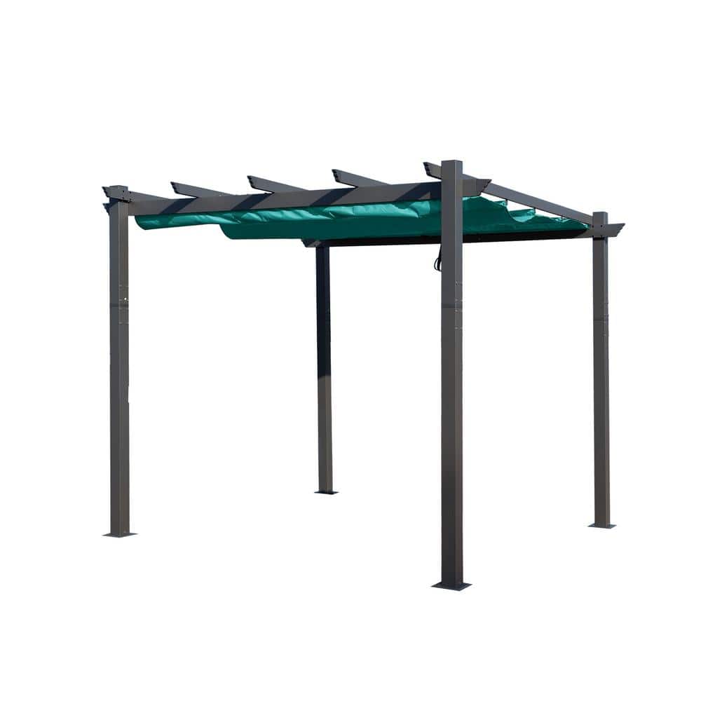 KOZYARD Morgan 10 ft. x 10 ft. Aluminum Frame Outdoor Pergola with Blue ...