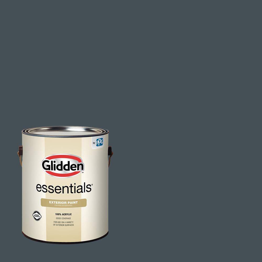 Glidden Essentials 1 gal. PPG1035-7 Obsidian Satin Exterior Paint ...