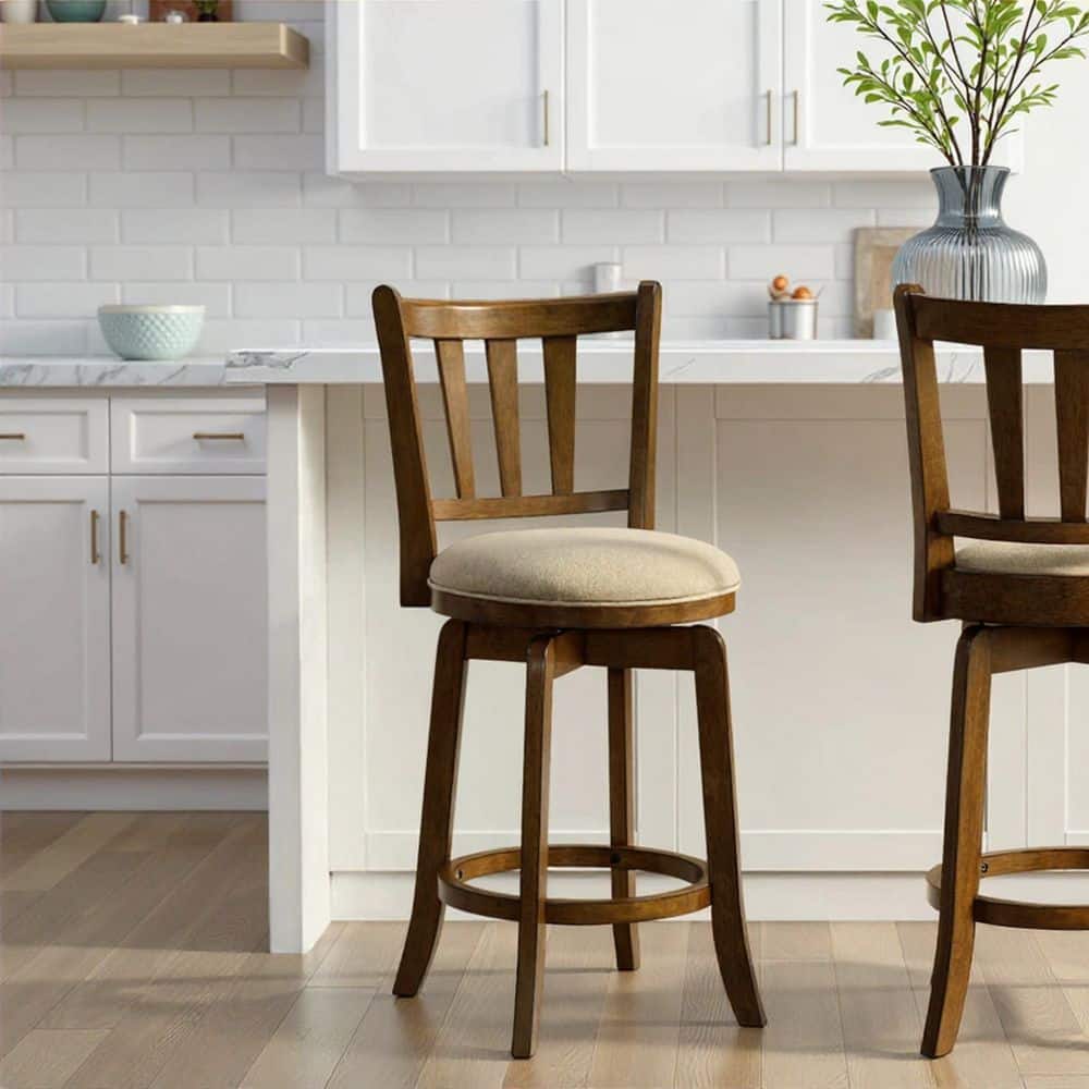 Armen Living Wren 39 in. H Light Scone/Sepia Brown High Back Wood Bar ...