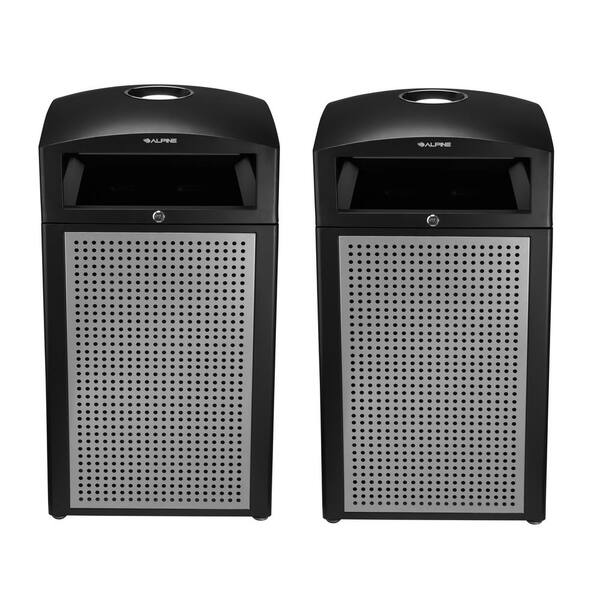 Alpine Industries 36 Gal. Steel Outdoor Commercial Trash Can with Dome ...