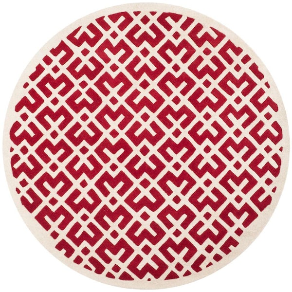 SAFAVIEH Chatham Blue/Ivory 7 ft. x 7 ft. Round Area Rug CHT717B-7R ...