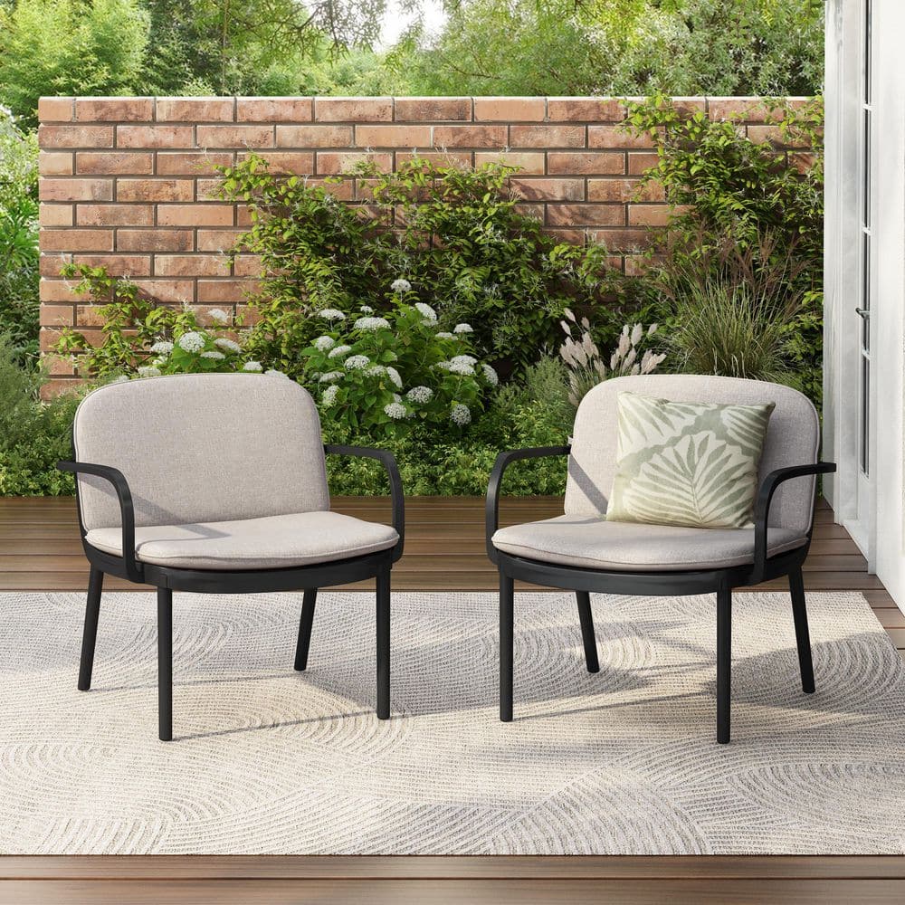 CHRISTOPHER KNIGHT HOME Luna Modern Patio Black Polypropylene Plastic ...