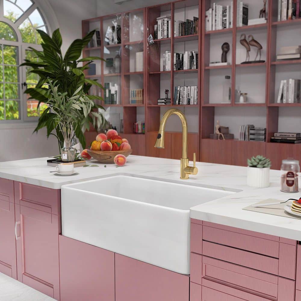 Getpro Fireclay White 36 in. x 18 in. Single Bowl Farmhouse/Apron-Front ...