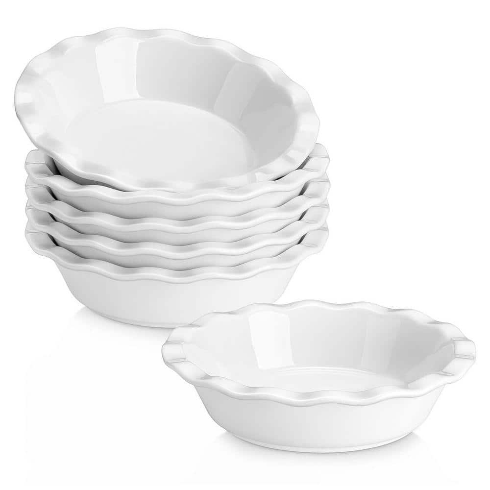 6 in. Ceramic Mini Pie Pans Set of 6 with Ruffled Edge, Oven and ...